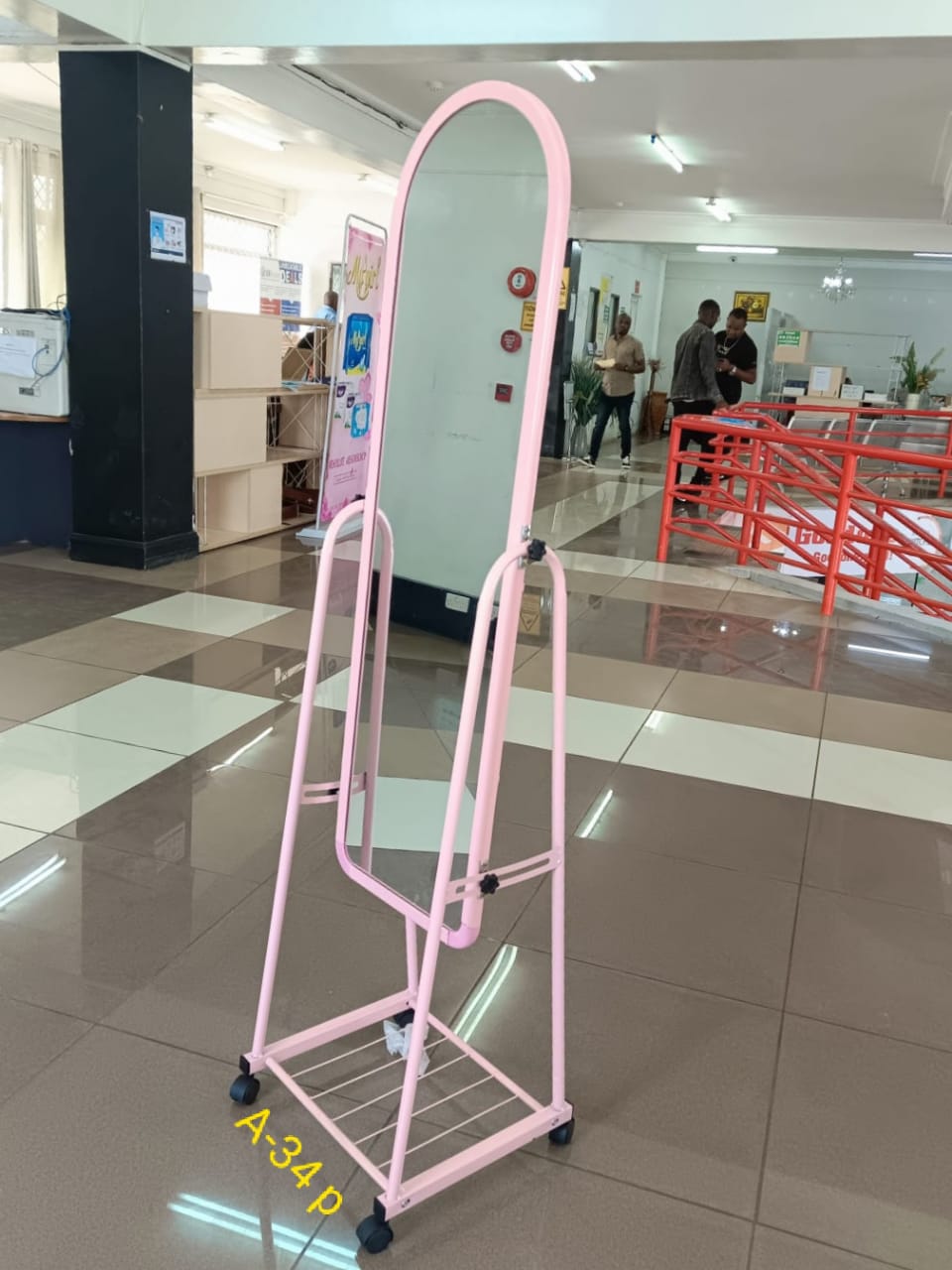 Pink Full Length Dressing Mirror with Wheels and shoes Rack - Vista ...